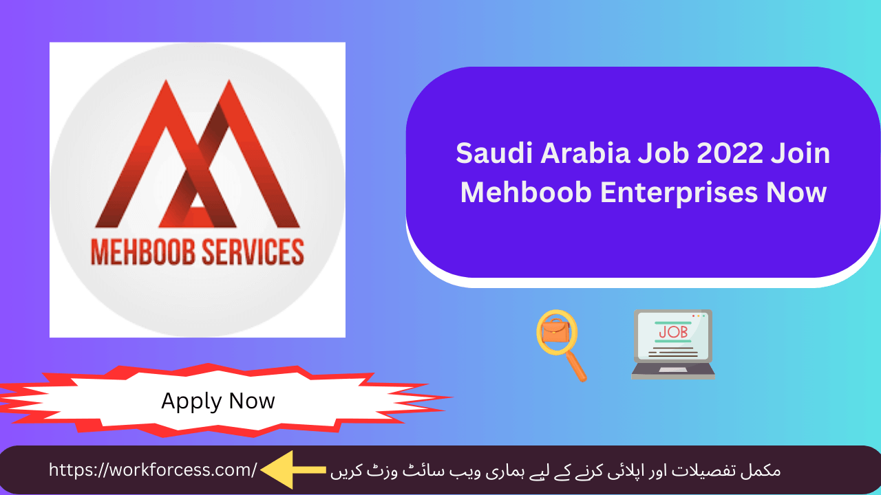Saudi Arabia Job 2025 Opportunity at Mehboob Enterprises